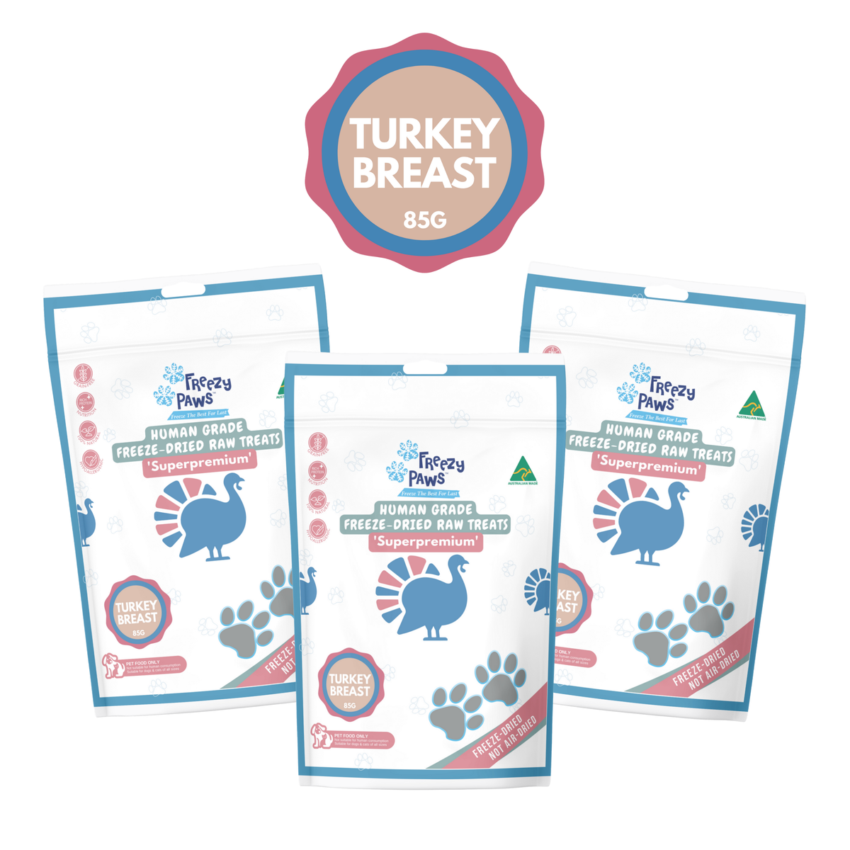 Triple Deal - Freezy Paws Human Grade Freeze-Dried Raw Turkey Breast 2 ...